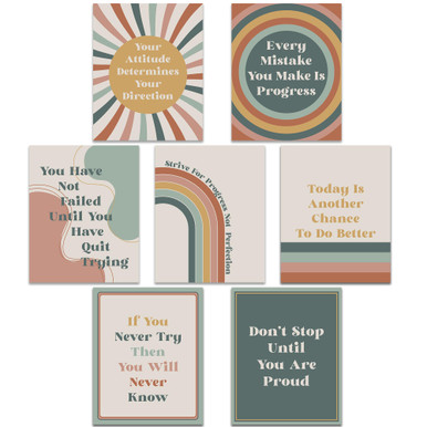 HerZii Prints Growth Mindset Posters - Set of 7 Motivational Poster For ...