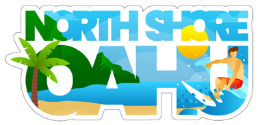 North Shore Oahu, Hawaii, 3 inch Sticker, S360, (Waterproof Vinyl Decal ...