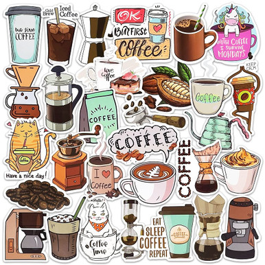 DETICKERS Coffee Cup Stickers for Laptop Coffee Stickers for Water ...