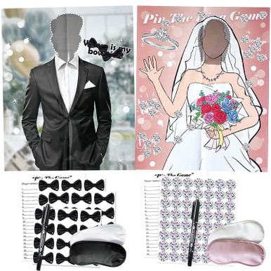 PIN THE STICKER GAME 2 Pcs Bridal Shower Games, Pin the Bow Tie on the ...
