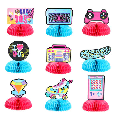 9 Pieces 90s Party Decorations Back To The 90s Party Retro Honeycomb ...