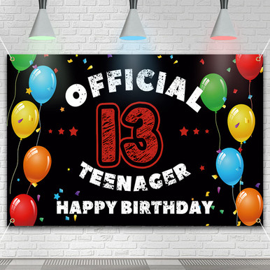 13th Birthday Backdrop Banner Official Teenager Birthday Party ...