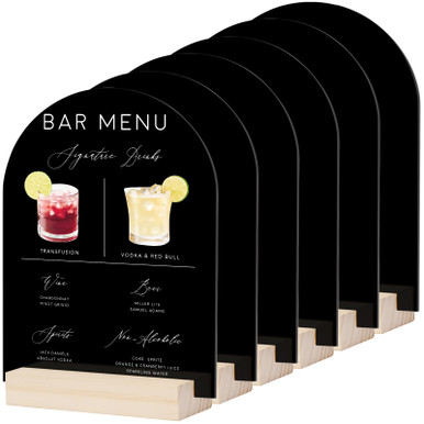 8x10 Inch Arch Acrylic Sign with Wood Stand- 6 Pack Black Arched ...