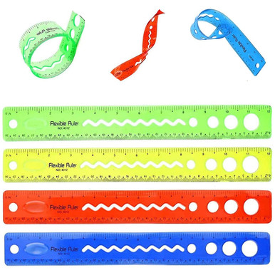 8PCS Rainbow 30cm/12inch Bendy Ruler Transparent Bendable Rulers ...