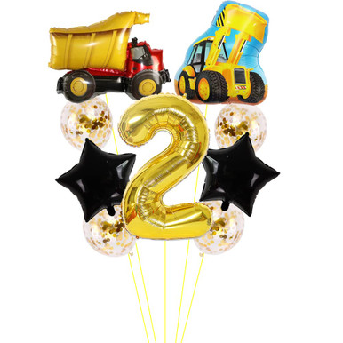 Kawailay Construction 2nd Birthday Party Balloons Dump Truck Birthday ...