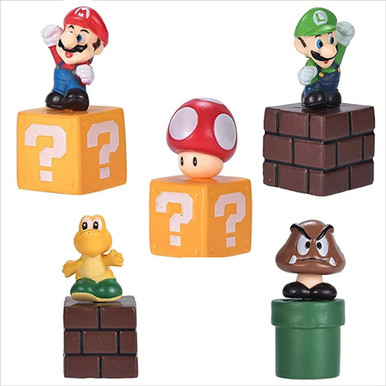 HABURN Pack of 5 Mario Toys Bros Super Mary Princess, Turtle, Mushroom ...