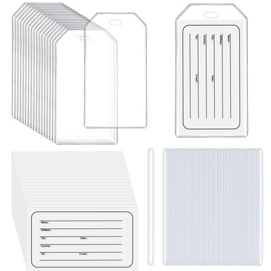 20 Pack Clear Luggage Tag Bag Tag Holder ,Identification ID Card Badge ...