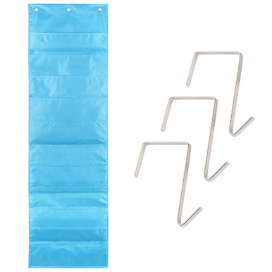 Clear Blue Pocket Chart for Classroom - 10 Pocket Storage Rainbow ...