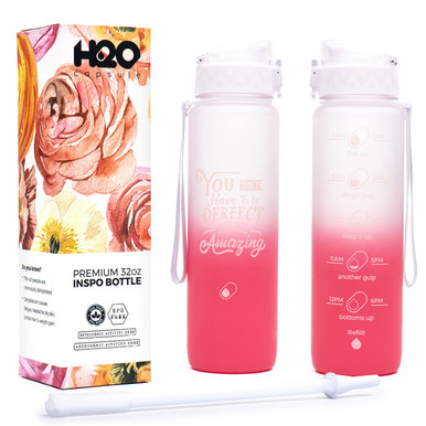 H2O Capsule INSPO 32oz Water Bottle with Time Marker and Removable ...