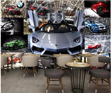 Custom Size Wall Murals?Car Sports Car Broken Glass?Removable Peel and ...