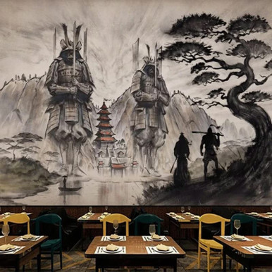 Custom Size Wall Murals?Hand Painted Ukiyoe Samurai?Removable Peel and ...