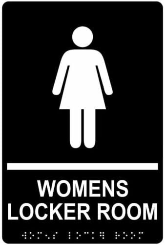 Womens Locker Room Sign, ADA-Compliant Braille and Raised Letters, 9x6 ...