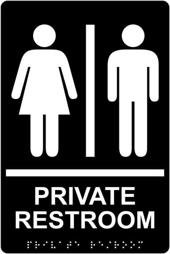 Private Restroom Sign, ADA-Compliant Braille and Raised Letters, 9x6 ...