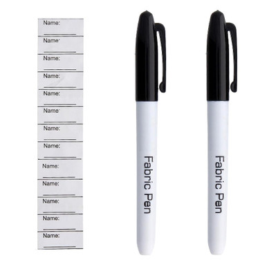 The Home Fusion Company 2 x Fabric Pens 20 x Name Tag Labels School ...