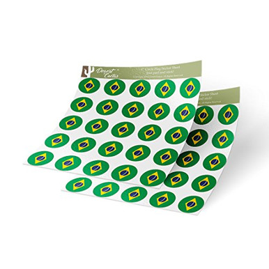 Brazil Country Flag Sticker Vinyl Decal 1 Inch Round Two Sheets 50 ...