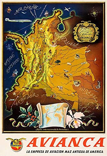 Avianca Airlines - Colombia - 1950's - Travel Poster - Warehousesoverstock