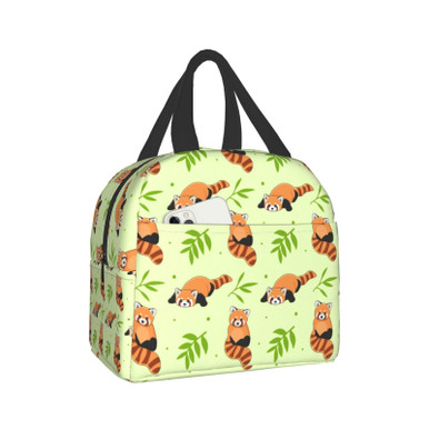 RQZWDQ Red Panda Leave Tree Lunch Box Bag Reusable Insulated Lunch Tote ...