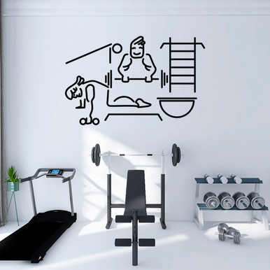 Funny Painted Gym Wall Decals for Home Gym - Big Painting of Fitness ...