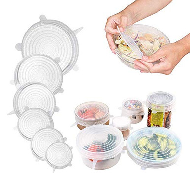 Silicone Stretch Lids 6 pack Reusable, Durable and Expandable to Fit ...