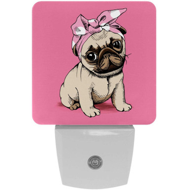 RODAILYCAY Puppy Pug Nightlight with Light Sensors, 2 Packs LED Kids ...