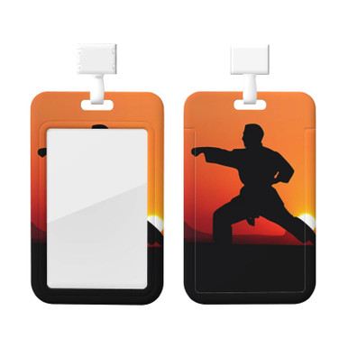 Karate ID Badge Holder with Lanyard Plastic ID Card Protector Name Tag ...
