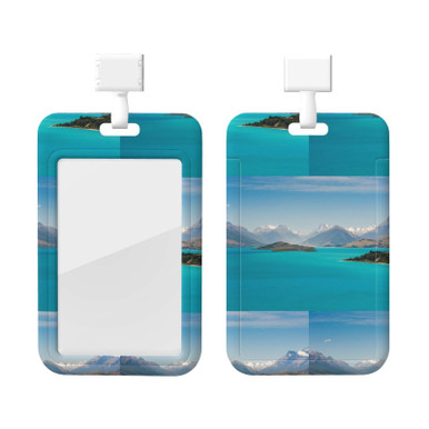 Islands and Mountain ID Badge Holder with Lanyard Plastic ID Card ...