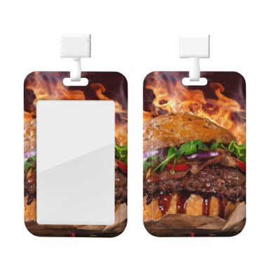 Hamburger Steak Fast Food ID Badge Holder with Lanyard Plastic ID Card ...