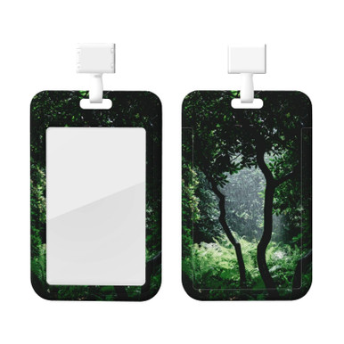 rain in The Woods ID Badge Holder with Lanyard Plastic ID Card ...