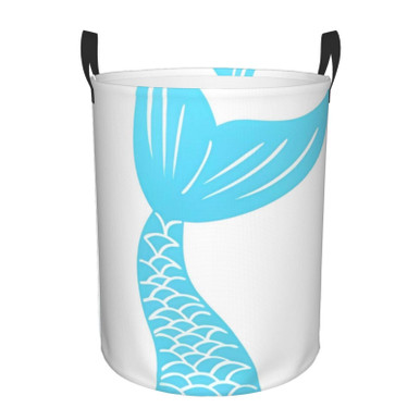 Mermaid Tail Laundry Basket Protable Circular Laundry Hamper Storage ...