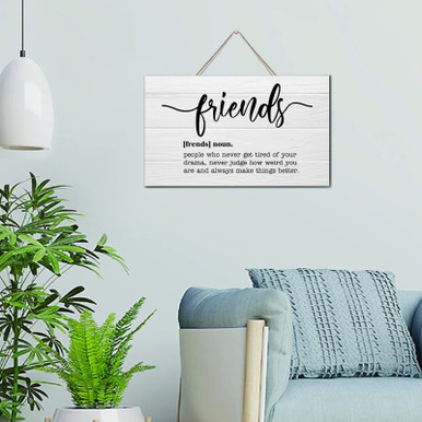 Autravelco Friends Noun Definition Wood Plank Hanging Sign Modern Table ...