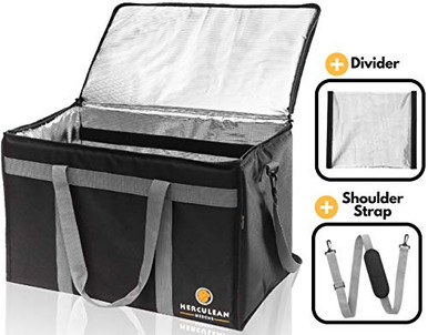 Commercial Large Premium Food Delivery Bag w/Divider | Thermal ...