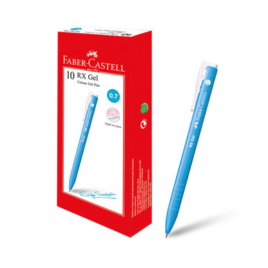 Faber-Castell RX Gel Color Pen Box of 10 (0.7mm, Turquoise) Ergonomic ...