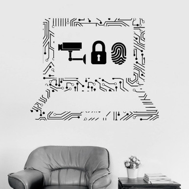 RTYUIHN Laptop Tech Vinyl Wall Decal Network Security Laptop Internet ...