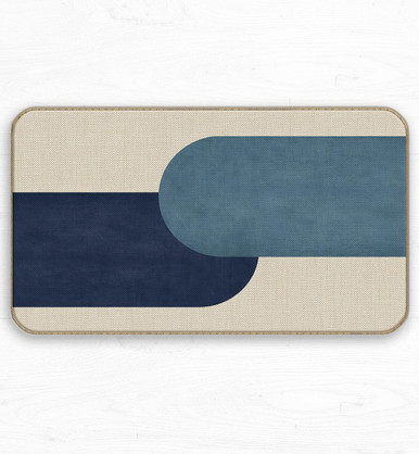 Half-Circle Color Block- Navy Blue Boho Mid Century Modern Art ...