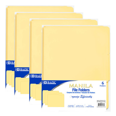 BAZIC Manila File Folder 1/3 Cut Letter Size, Left Right Center Tabs ...