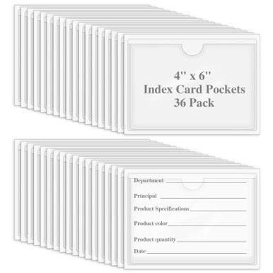 36 Pack Adhesive 4" x 6" Index Card Pockets with Top Open for Loading ...
