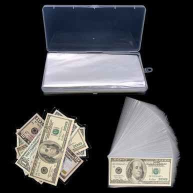 100 Pieces Clear Paper Money Holder for Collectors with Storage Case ...