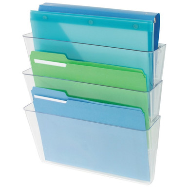 1InTheOffice Wall File Holder, Wall Mount Clear Plastic File Holder, 3 ...