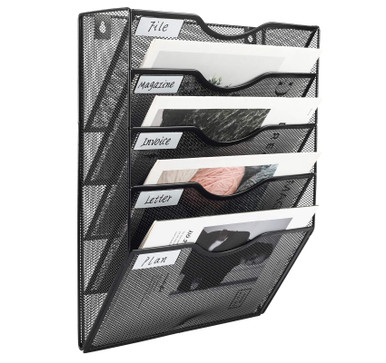 EasyPAG 5 Pockets Mesh Wall File Holder Organizer Office Hanging ...