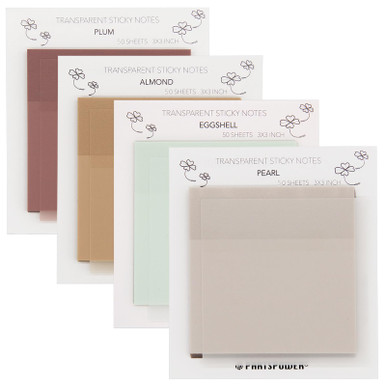 4 Packs Transparent Sticky Notes, 3X3 Inch 200 Sheets Pastel ...