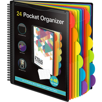 KTRIO 24 Pocket Poly Project Organizer, Round Tab Binder Organizer ...