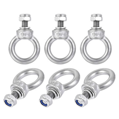 uxcell Lifting Eye Bolt M6 x 12mm Male Thread with Hex Screw Nut Gasket ...