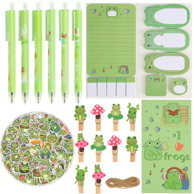 Jouierty 68 Frog Sticky Notes Sets, with 6 0.5 mm Retractable Black Gel ...