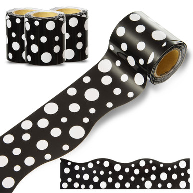99 Feet Polka Dot Bulletin Board Borders Black and White Polka Dots ...