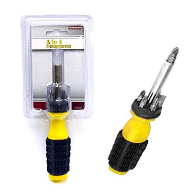6-in-1 Interchangeable Screwdriver-6 Types of Head Tips, Flat and ...