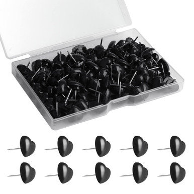 AIEX 100pcs Black Push Pins, Plastic Pushpins Thumb Tacks Decorative ...