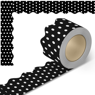 Black Dot Border Trim, Bulletin Borders Stickers, 66 ft Back to School ...