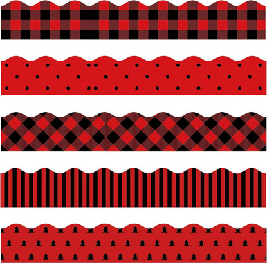BeYumi 80Pcs Red and Black Plaid Bulletin Board Borders Buffalo Plaid ...