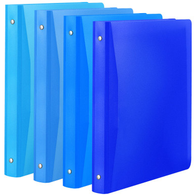4 Packs 1 Inch Binder with Pocket 3 Ring Binder for School Blue Plastic ...