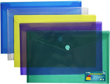 Premium Poly Envelope with Velcro Closure-5pc Mix Colors Set, Letter ...